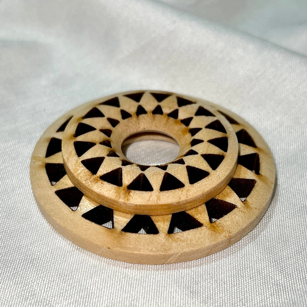 Triangular Laser-Cut Wooden Sphere Stand – Crystals and Pearls Australia