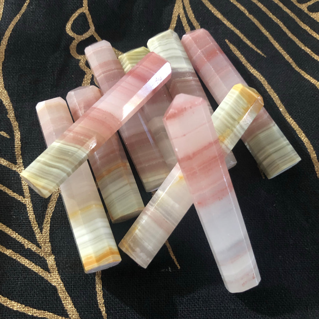 Banded Strawberry Calcite Points – Crystals and Pearls Australia