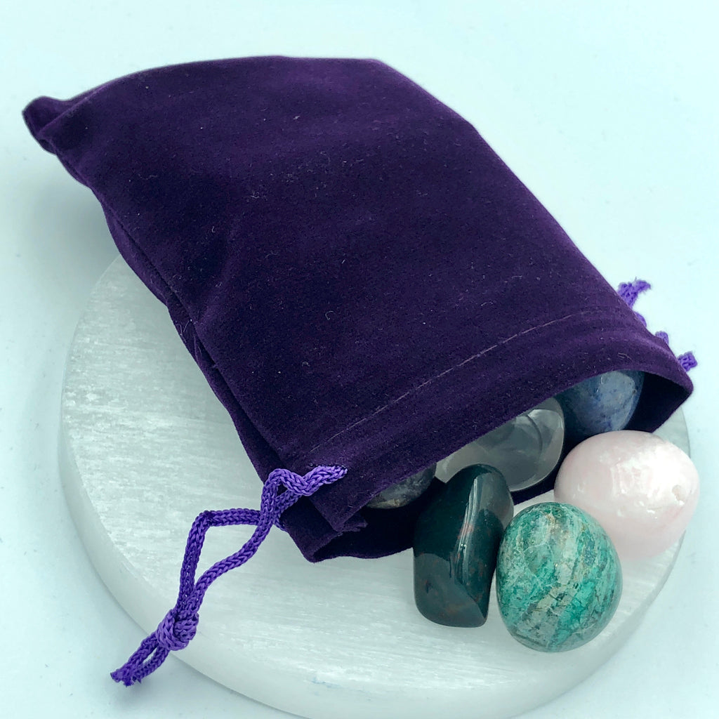 Medium Purple Velvet Pouch – Crystals and Pearls Australia