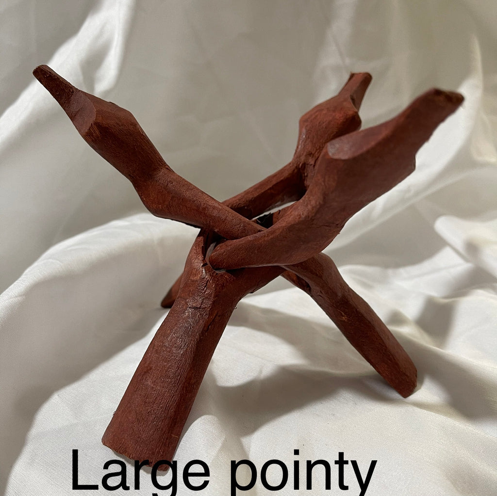 Wooden Tripod Pointy Sphere Stand – Crystals and Pearls Australia