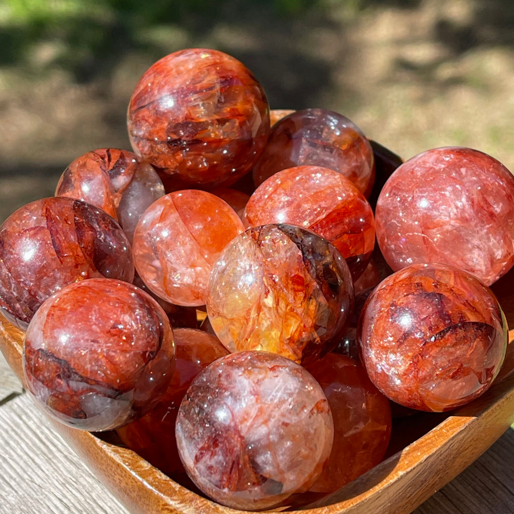 Fire Quartz Spheres High Grade – Crystals and Pearls Australia